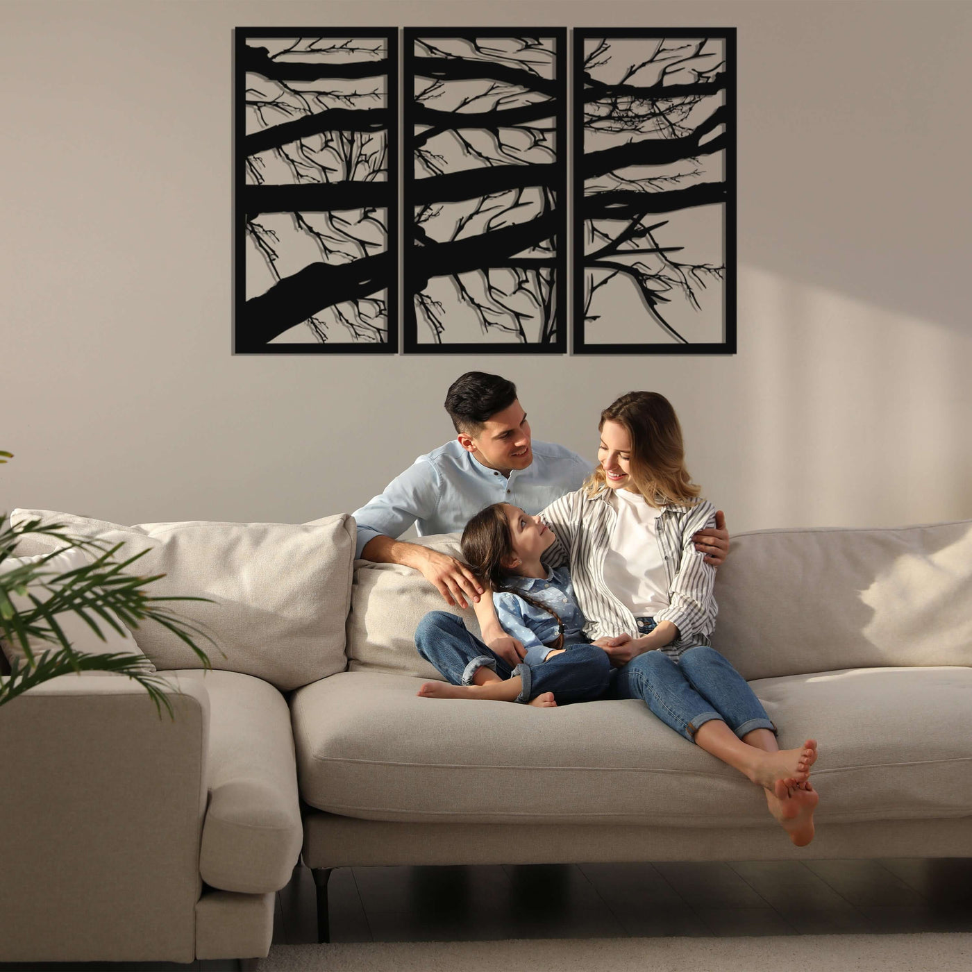 Branch 3 Panel Metal Wall Art - Dekadron Metal Wall Art