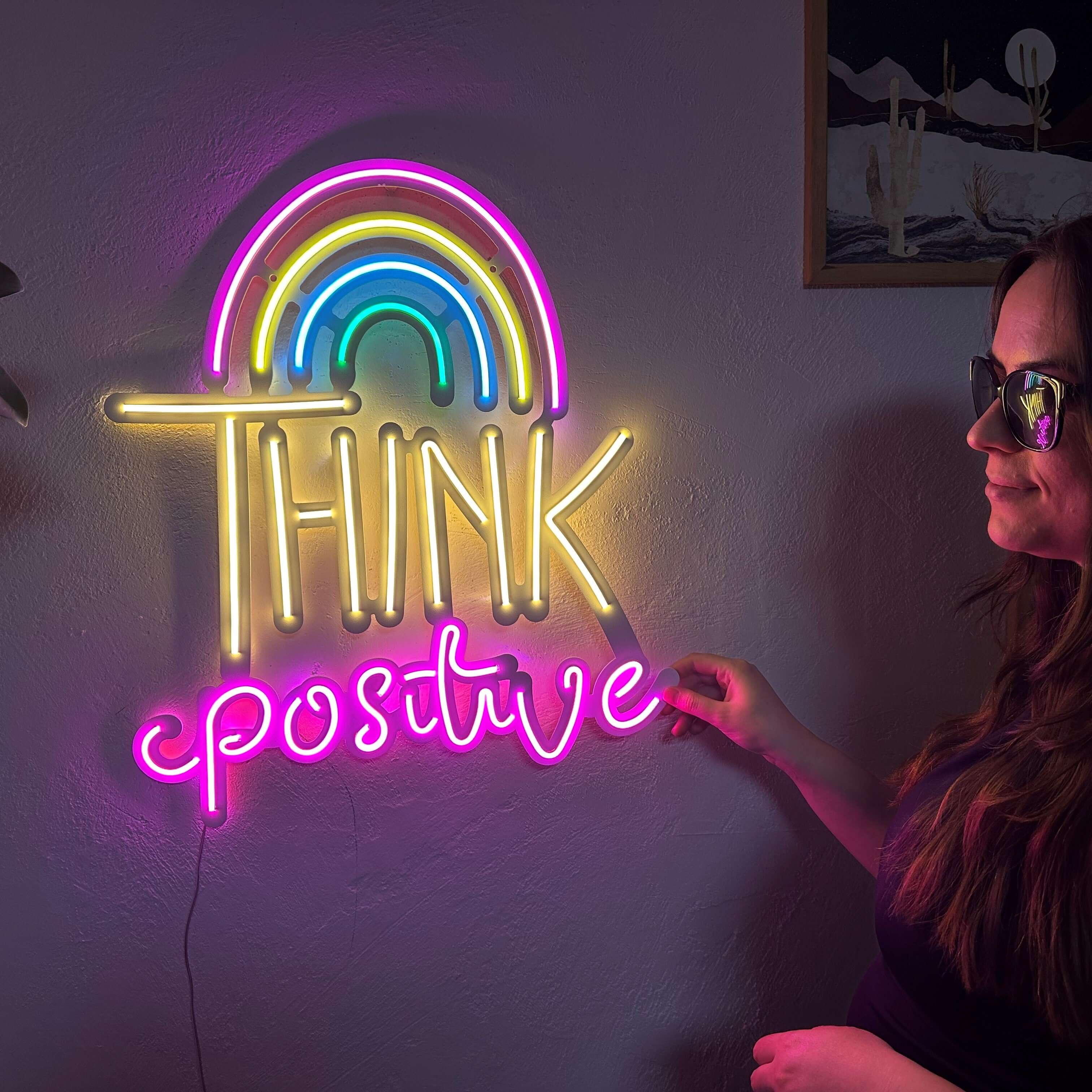Think Positive Neon Sign, Neon Metal Wall Decor | Neon Signs – Buy Now ...