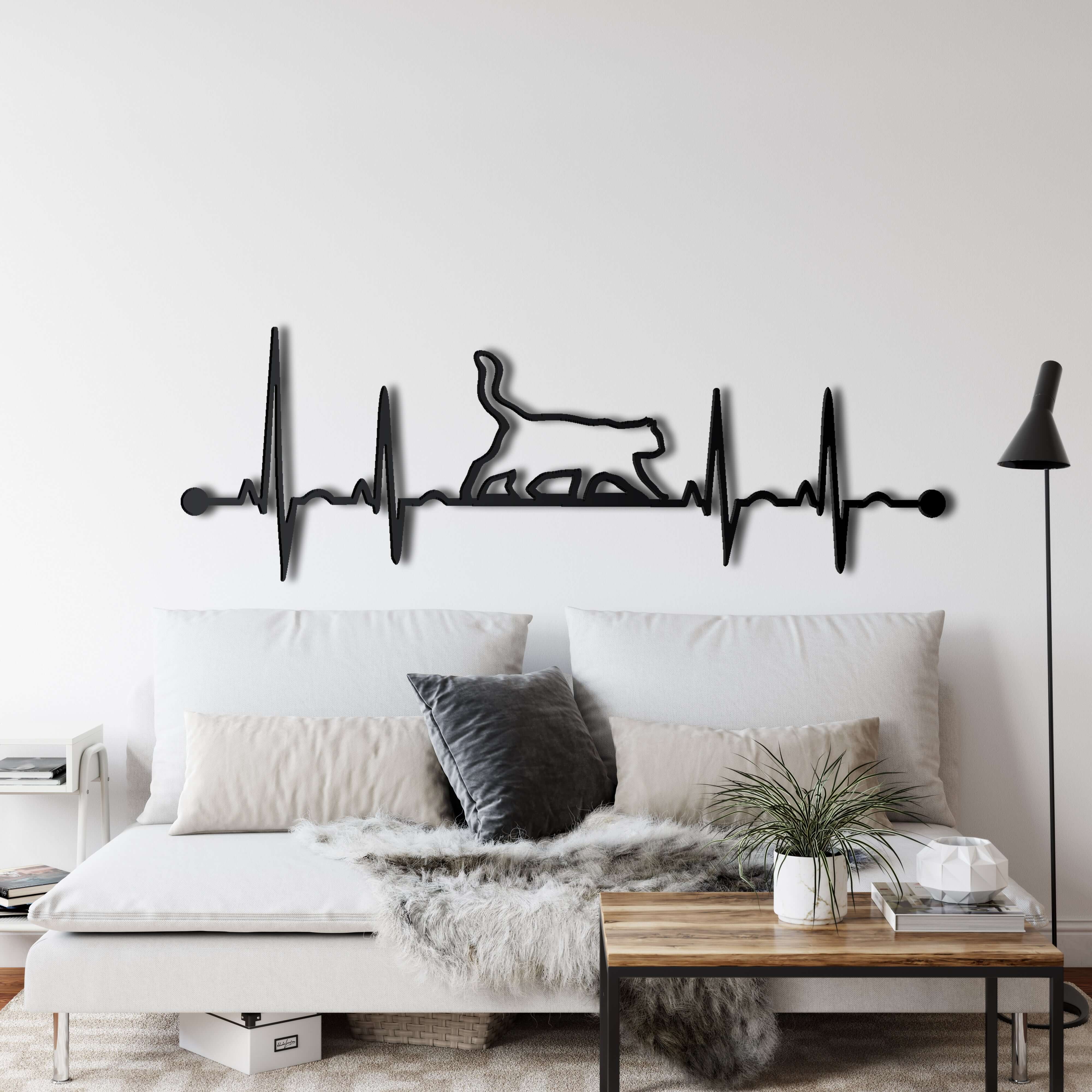 Ekg Cat Metal Wall Art – Dekadron