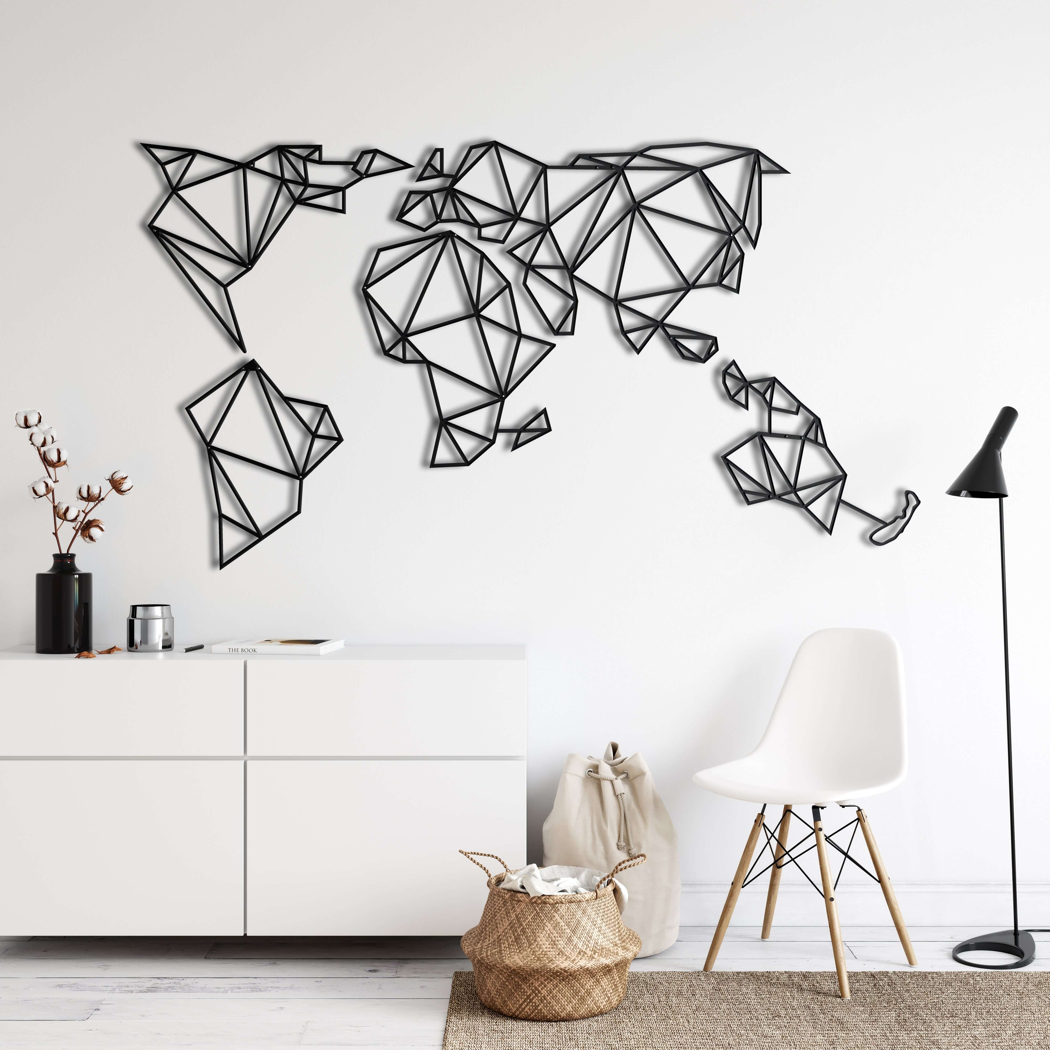 Geometric World Map Metal Wall Art | Decor – Buy Now | Dekadron